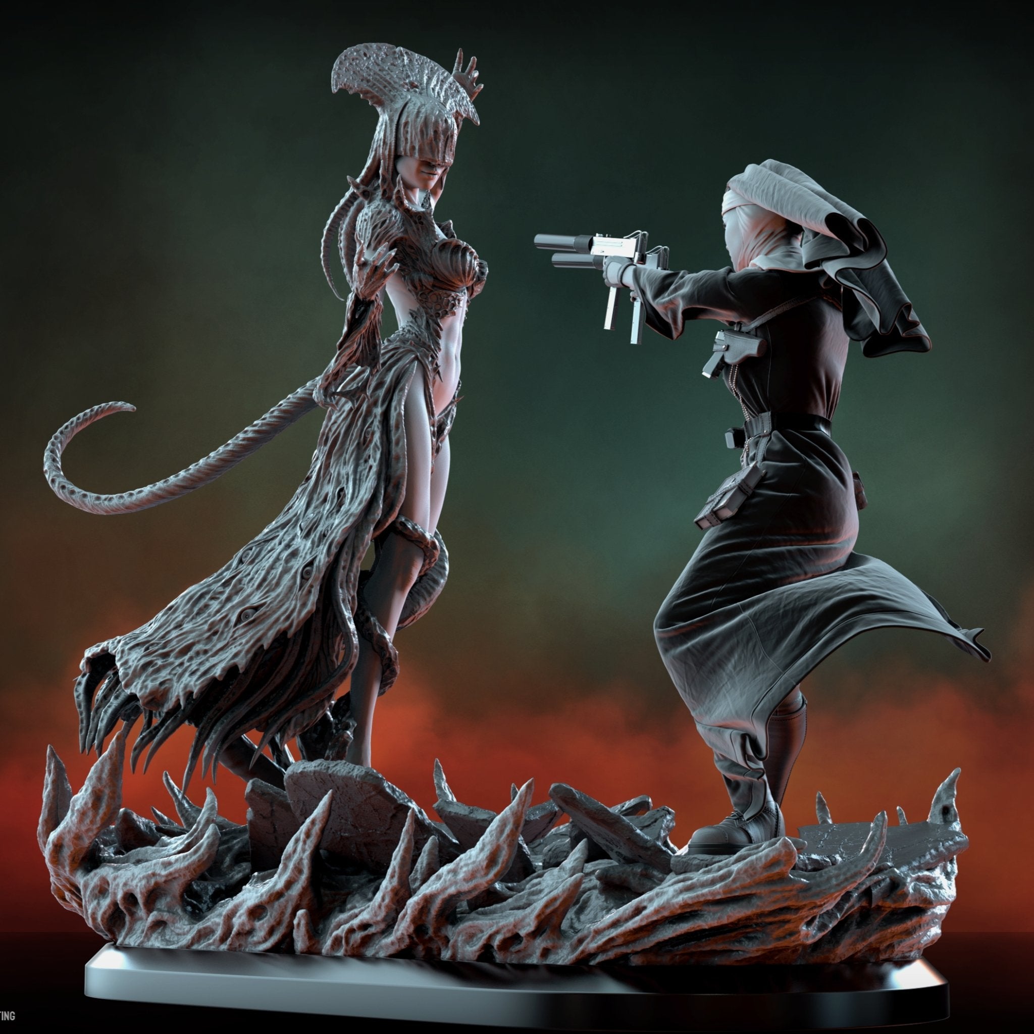 LADY SIN and SISTER MARY Diorama 3D Printed Miniature Fanart by Ritual ...